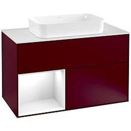 Villeroy & Boch Villeroy und Boch Finion Waschtischunterschrank F241GFHB 100x60,3cm, Abdeckplatte white matt, Regal links Glossy white lacquer, Peony Matt