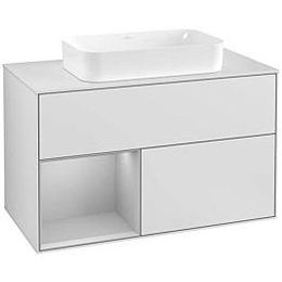 Villeroy & Boch Villeroy und Boch Finion Waschtischunterschrank F241GJMT 100x60,3cm, Abdeckplatte white matt, Regal links Light grey matt, White matt lacquer