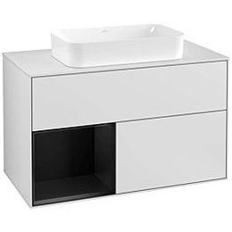 Villeroy & Boch Villeroy und Boch Finion Waschtischunterschrank F241PDMT 100x60,3cm, Abdeckplatte white matt, Regal links Black matt lacquer, White matt lacquer