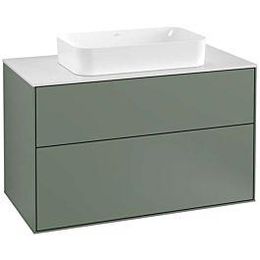 Villeroy & Boch Villeroy und Boch Finion Waschtischunterschrank F23100GM 100x60,3cm, Abdeckplatte white matt, Olive Matt Lacquer