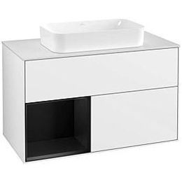 Villeroy & Boch Villeroy und Boch Finion Waschtischunterschrank F241PDGF 100x60,3cm, Abdeckplatte white matt, Regal links Black matt lacquer, Glossy white lacquer