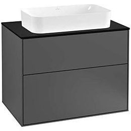 Villeroy & Boch Villeroy und Boch Finion Waschtischunterschrank F22200GK 80x60,3cm, Abdeckplatte black matt, Anthracite matt