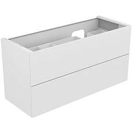 KEUCO Edition 11 Waschtischunterschrank 31269570100 140 x 70 x 53,5 cm, mit LED-Beleuchtung, Lack Seidenmatt, Glas Schwarz