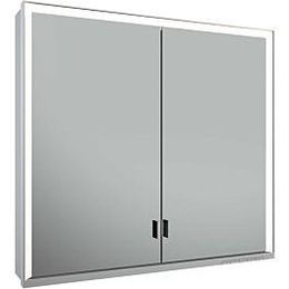 KEUCO Royal Lumos Spiegelschrank 14302172301 Wandvorbau, silber-eloxiert, verdecktes Ablagefach, 800 x 735 x 165 mm