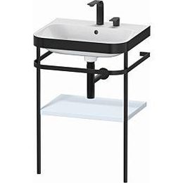 Duravit Happy D.2 Plus Möbelwaschtisch-Kombination HP4735E9797 57,5 x 49 cm, 2 Hahnlöcher, lichtblau seidenmatt, mit Metallkonsole