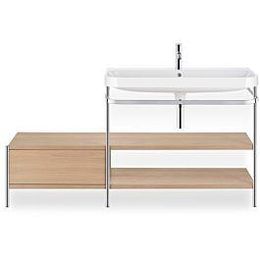 Duravit Happy D.2 Plus Möbelwaschtisch-Kombination HP4847O7171 140 x 49 cm, 1 Hahnloch, mediterrane Eiche, mit Metallkonsole