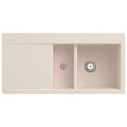 Villeroy & Boch Villeroy und Boch Subway Flächenbündige Spüle 67121FFU Becken rechts, mit Ablaufgarnitur und Handbetätigung, Ivory