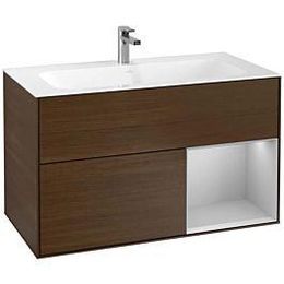 Villeroy & Boch Villeroy und Boch Finion Waschtischunterschrank F040GJGN 99,6x59,1x49,8cm, Regal rechts Light grey matt, Walnut veneer