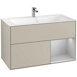 Villeroy & Boch Villeroy und Boch Finion Waschtischunterschrank F040GJHH 99,6x59,1x49,8cm, Regal rechts Light grey matt, Sand Matt Lacquer