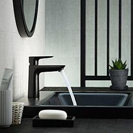 Hansgrohe Talis E Waschtisch-Einhebelmischer 71710670 mit Ablaufgarnitur, mattschwarz