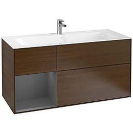 Villeroy & Boch Villeroy und Boch Finion Waschtischunterschrank F060GKGN 119,6x59,1cm, Regal links Anthracite matt, Walnut veneer