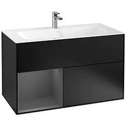 Villeroy & Boch Villeroy und Boch Finion Waschtischunterschrank G030GKPD 99,6x59,1cm, Wandbeleuchtung, Regal links Anthracite matt, Black matt lacquer