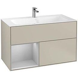 Villeroy & Boch Villeroy und Boch Finion Waschtischunterschrank G030GJHH 99,6x59,1cm, Wandbeleuchtung, Regal links Light grey matt, Sand Matt Lacquer