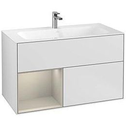 Villeroy & Boch Villeroy und Boch Finion Waschtischunterschrank G030HHMT 99,6x59,1cm, Wandbeleuchtung, Regal links Sand Matt Lacquer, White matt lacquer