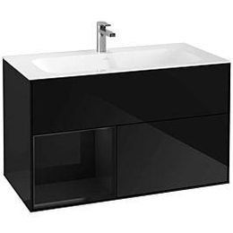 Villeroy & Boch Villeroy und Boch Finion Waschtischunterschrank G030PHPH 99,6x59,1cm, Wandbeleuchtung, Regal links Glossy Black Lacquer, Glossy Black Lacquer