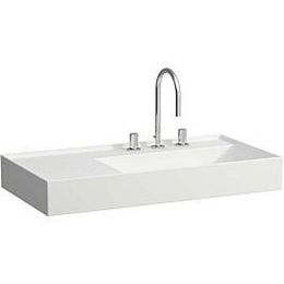 Laufen Kartell Waschtisch 8103397578151, 90x46cm, weiß matt, Ablage links, 2 Hahnl., Saphirkeramik