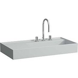 Laufen Kartell Waschtisch 8103397591581, 90x46cm, grau, Ablage links, 3 Hahnlöcher, Saphirkeramik