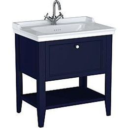 Vitra Valarte Waschtisch-Möbel-Set 65776 79,5x53x88cm, 1 Vollauszug, Korpus stahlblau/Waschtisch weiß hochglanz