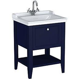 Vitra Valarte Waschtisch-Möbel-Set 65775 64,5x53x88cm, 1 Vollauszug, Korpus stahlblau/Waschtisch weiß hochglanz