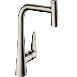 Hansgrohe Metris Select Küchenarmatur 73867800 mit Ausziehbrause, 2jet, sBox, edelstahl-optik