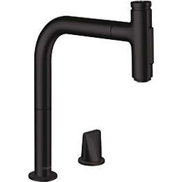 Hansgrohe Metris Select 2-Loch-Küchenmischer 73818670 mattschwarz, 2jet, Ausziehbrause