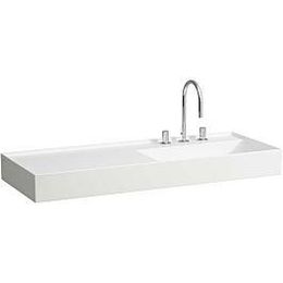 Laufen Kartell Waschtisch H8133334001581 120x46cm, Ablage links, ohne Überlauf, 3 Hahnlöcher, weiß LCC