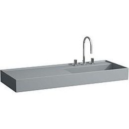 Laufen Kartell Waschtisch H8133337581581 120x46cm, Ablage links, ohne Überlauf, 3 Hahnlöcher, graphit matt