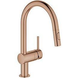 Grohe Minta Spültisch-Einhebelmischer 32321DL2 warm sunset gebürstet, herausziehbare Dual-Spülbrause, C-Auslauf