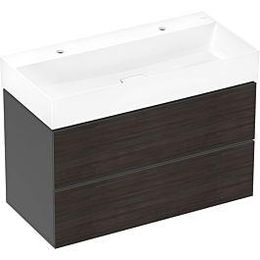 Hansgrohe Xevolos E Waschtischunterschrank 54183730 980x555x475mm, 2 Schubladen, schiefergrau matt, Eiche dunkel