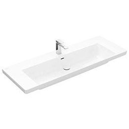 Villeroy & Boch Villeroy und Boch Subway 3.0 Schrank-Waschtisch 4A70D5R1 130x47cm, mit 1 Hahnloch/mit Überlauf, weiß C-plus