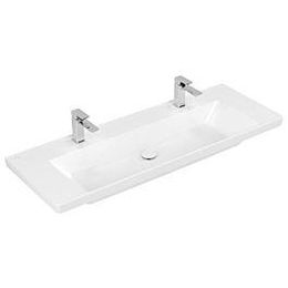 Villeroy & Boch Villeroy und Boch Subway 3.0 Schrank-Waschtisch 4A70D1RW 130x47cm, mit 2 Hahnlöcher/ohne Überlauf, stone white C-plus