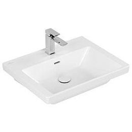 Villeroy & Boch Villeroy und Boch Subway 3.0 Schrank-Waschtisch 4A7060RW 60x47cm, mit 1 Hahnloch/mit Überlauf, stone white C-plus