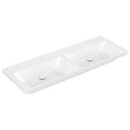 Villeroy & Boch Villeroy und Boch Subway 3.0 Schrank-Doppelwaschtisch 4A71D3R1 130x47cm, ohne Hahnloch/ohne Überlauf, weiß C-plus