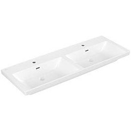 Villeroy & Boch Villeroy und Boch Subway 3.0 Schrank-Doppelwaschtisch 4A71D5RW 130x47cm, mit je 1 Hahnloch/mit Überlauf, stone white C-plus