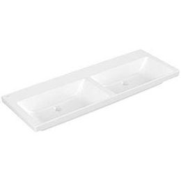 Villeroy & Boch Villeroy und Boch Subway 3.0 Schrank-Doppelwaschtisch 4A71D301 130x47cm, ohne Hahnloch/ohne Überlauf, weiß