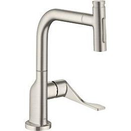 Hansgrohe Select Spültisch-Einhebelmischer 39863800 mit Ausziehbrause, Edelstahl-optik