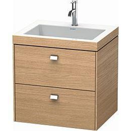 Duravit Brioso c-bonded Waschtisch mit Unterbau BR4605O1052, 60x48cm, Europ. Eiche/Chrom, 1 Hahnl.