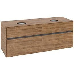 Villeroy & Boch Villeroy und Boch Collaro Waschtischunterschrank C048B0RH 140x54,8x50cm, für 2 Waschtische, mit LED-Beleuchtung, Kansas Oak