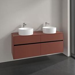 Villeroy & Boch Villeroy und Boch Collaro Waschtischunterschrank C048B0AH 140x54,8x50cm, für 2 Waschtische, LED-Beleuchtung 10,4 W, wine red