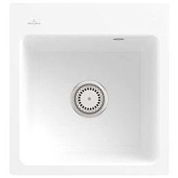 Villeroy & Boch Villeroy und Boch Subway Flächenbündige Spüle 67811FRW mit Ablaufgarnitur und Handbetätigung, Stone White