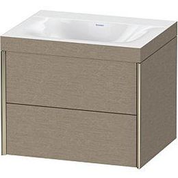 Duravit XViu Waschtisch-Unterschrank XV4614NB111C 60x48cm, 2 Schubkästen, ohne Hahnloch, champagner matt, Rahmen C, eiche kaschmir