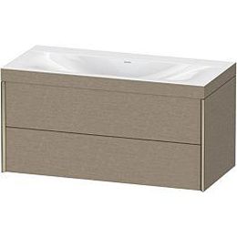 Duravit XViu Waschtisch-Unterschrank XV4616NB111C 100x48cm, 2 Schubkästen, ohne Hahnloch, champagner matt, Rahmen C, eiche kaschmir