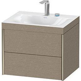 Duravit XViu Waschtisch-Unterschrank XV4614EB111C 60x48cm, 2 Schubkästen, 2 Hahnlöcher, champagner matt, Rahmen C, eiche kaschmir