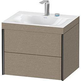 Duravit XViu Waschtisch-Unterschrank XV4614EB211C 60x48cm, 2 Schubkästen, 2 Hahnlöcher, schwarz matt, Rahmen C, eiche kaschmir