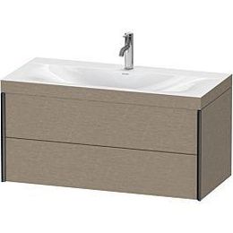 Duravit XViu Waschtisch-Unterschrank XV4616OB211C 100x48cm, 2 Schubkästen, 1 Hahnloch, schwarz matt, Rahmen C, eiche kaschmir