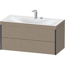 Duravit XViu Waschtisch-Unterschrank XV4616EB211C 100x48cm, 2 Schubkästen, 2 Hahnlöcher, schwarz matt, Rahmen C, eiche kaschmir