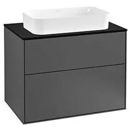 Villeroy & Boch Villeroy und Boch Finion Waschtischunterschrank F22200GK 80x60,3cm, Abdeckplatte black matt, Anthracite matt