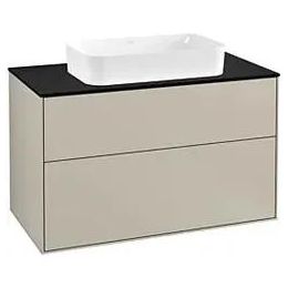 Villeroy & Boch Villeroy und Boch Finion Waschtischunterschrank F23200HH 100x60,3cm, Abdeckplatte black matt, Sand Matt Lacquer