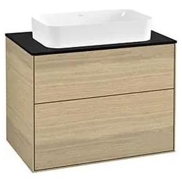 Villeroy & Boch Villeroy und Boch Finion Waschtischunterschrank F22200PC 80x60,3cm, Abdeckplatte black matt, Oak Veneer