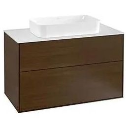 Villeroy & Boch Villeroy und Boch Finion Waschtischunterschrank F23100GN 100x60,3cm, Abdeckplatte white matt, Walnut veneer